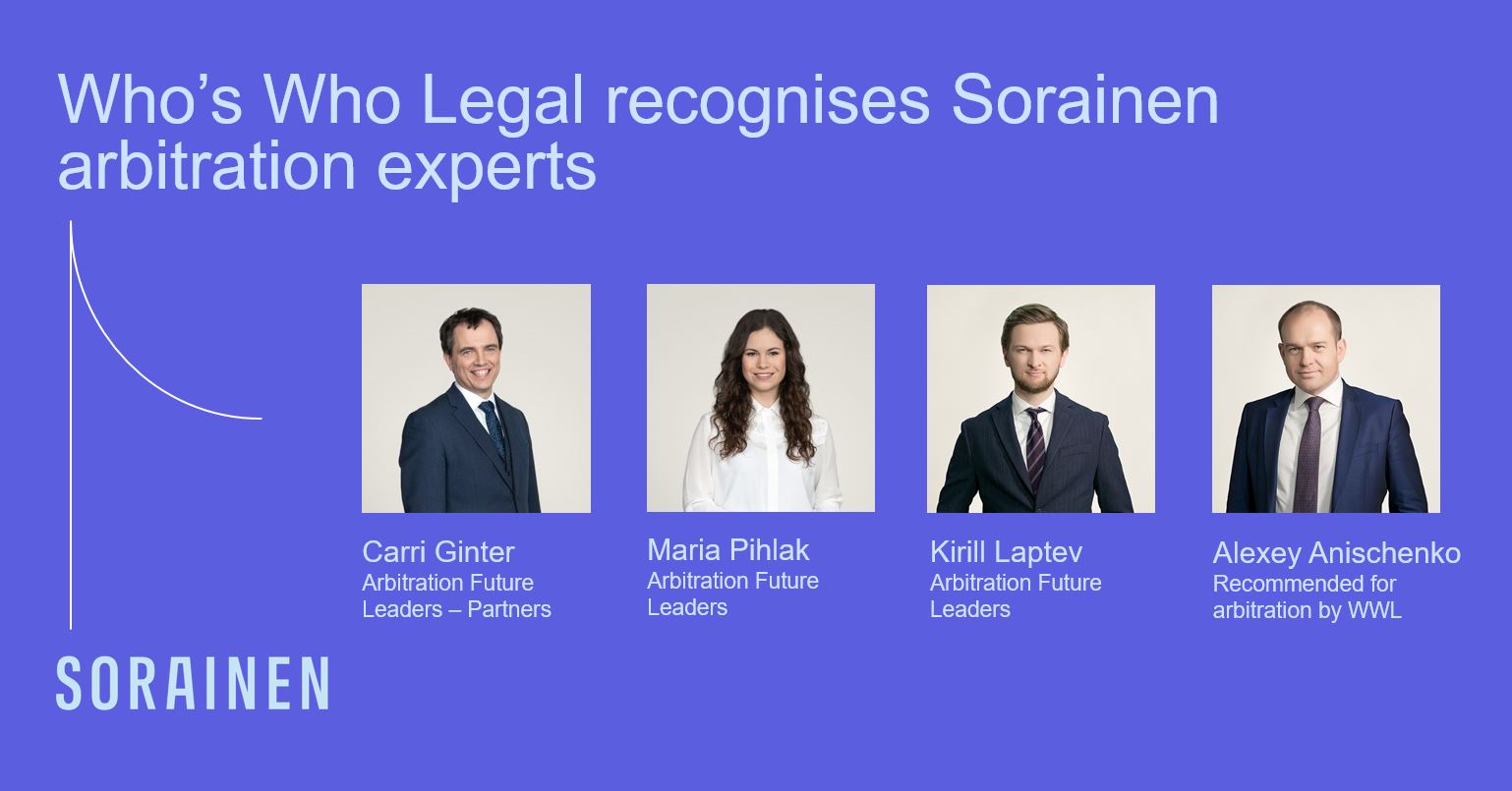Who’s Who Legal recognises Sorainen arbitration experts - Sorainen