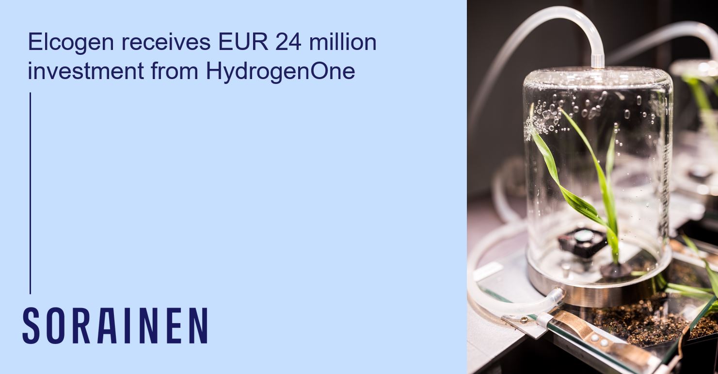 Elcogen receives EUR 24 million investment from HydrogenOne - Sorainen