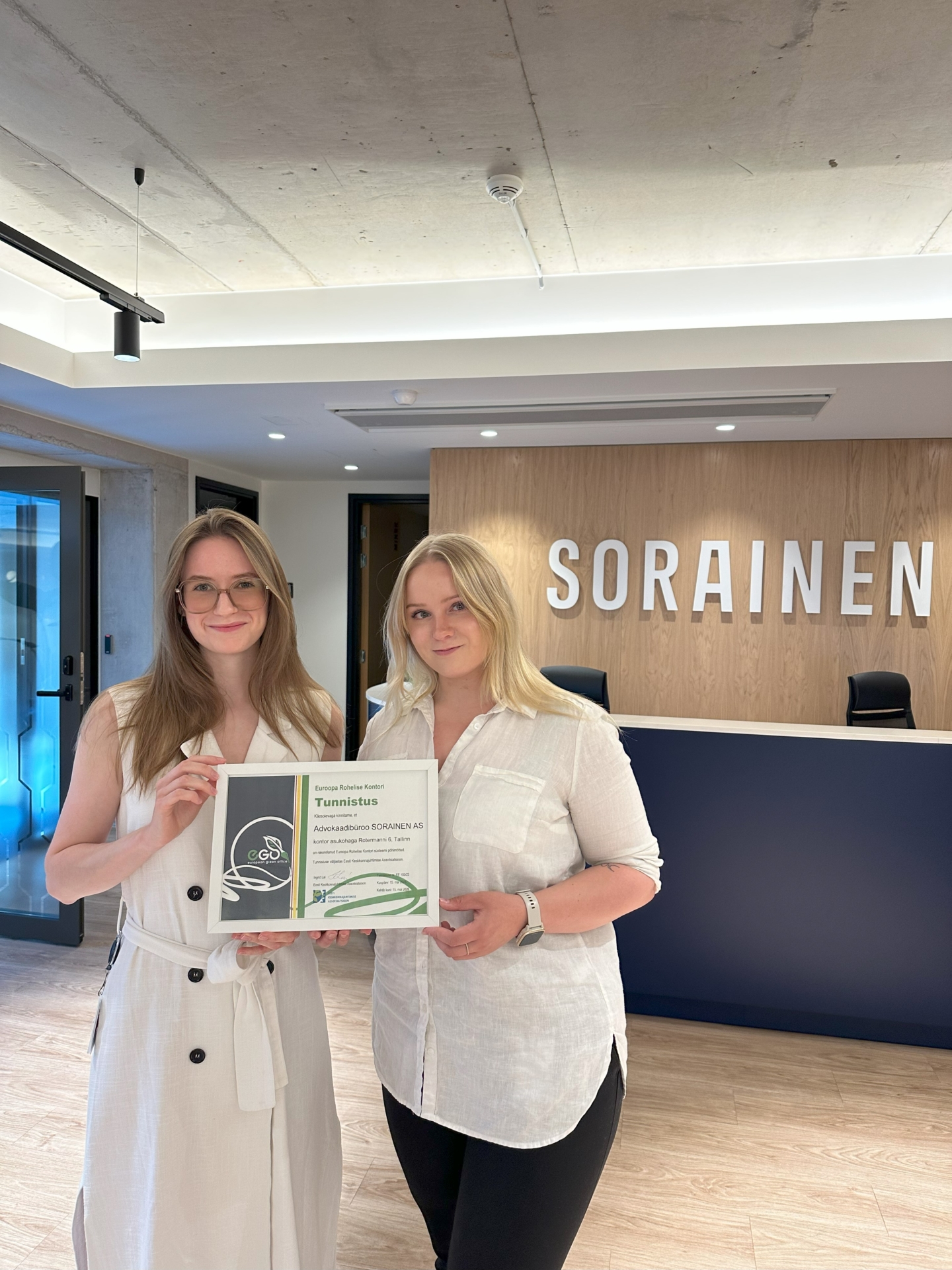 Sorainen's Estonian office certified as European Green Office