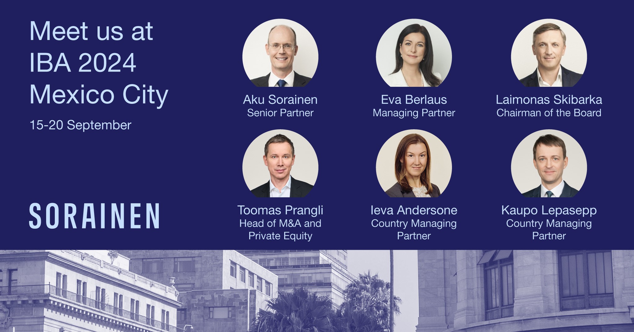 Meet us at IBA 2024 in Mexico City - Sorainen