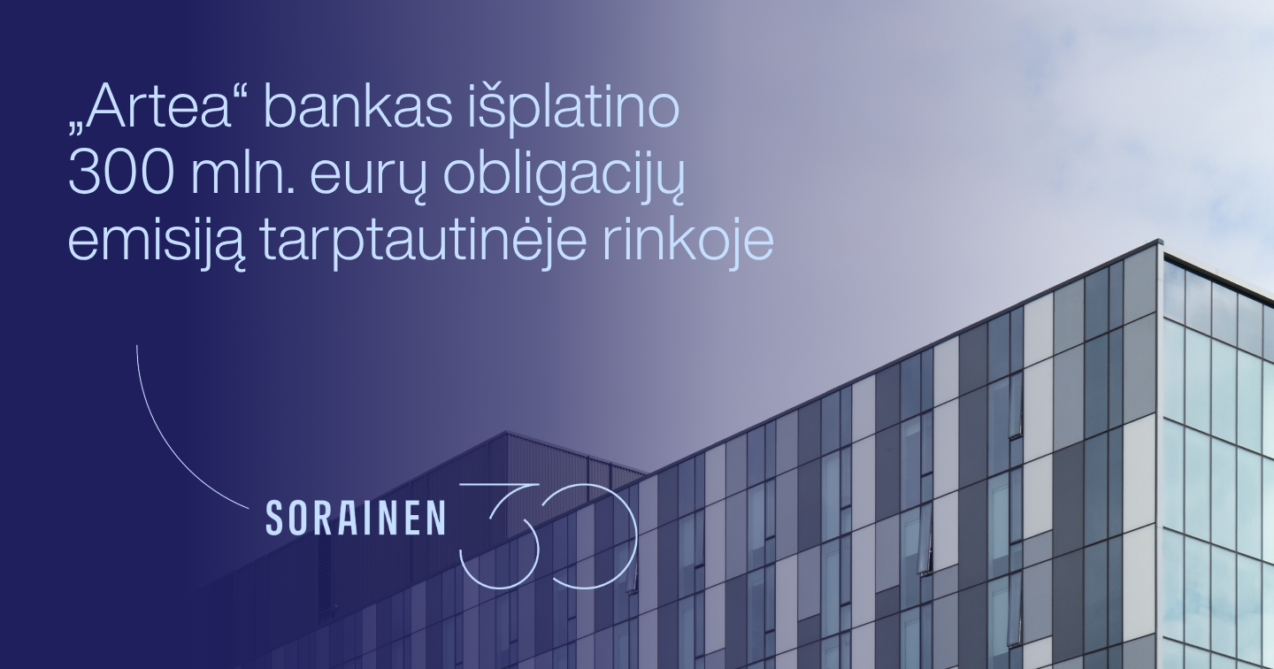„Artea“ bankas išplatino 300 mln. eurų obligacijų emisiją tarptautinėje ...